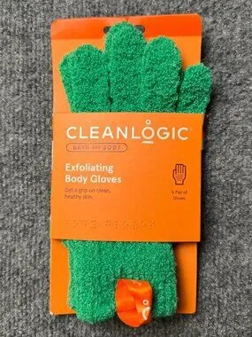 Other | Cleanlogic Exfoliating Body Bath Gloves Green 1 Pair Stretch ...